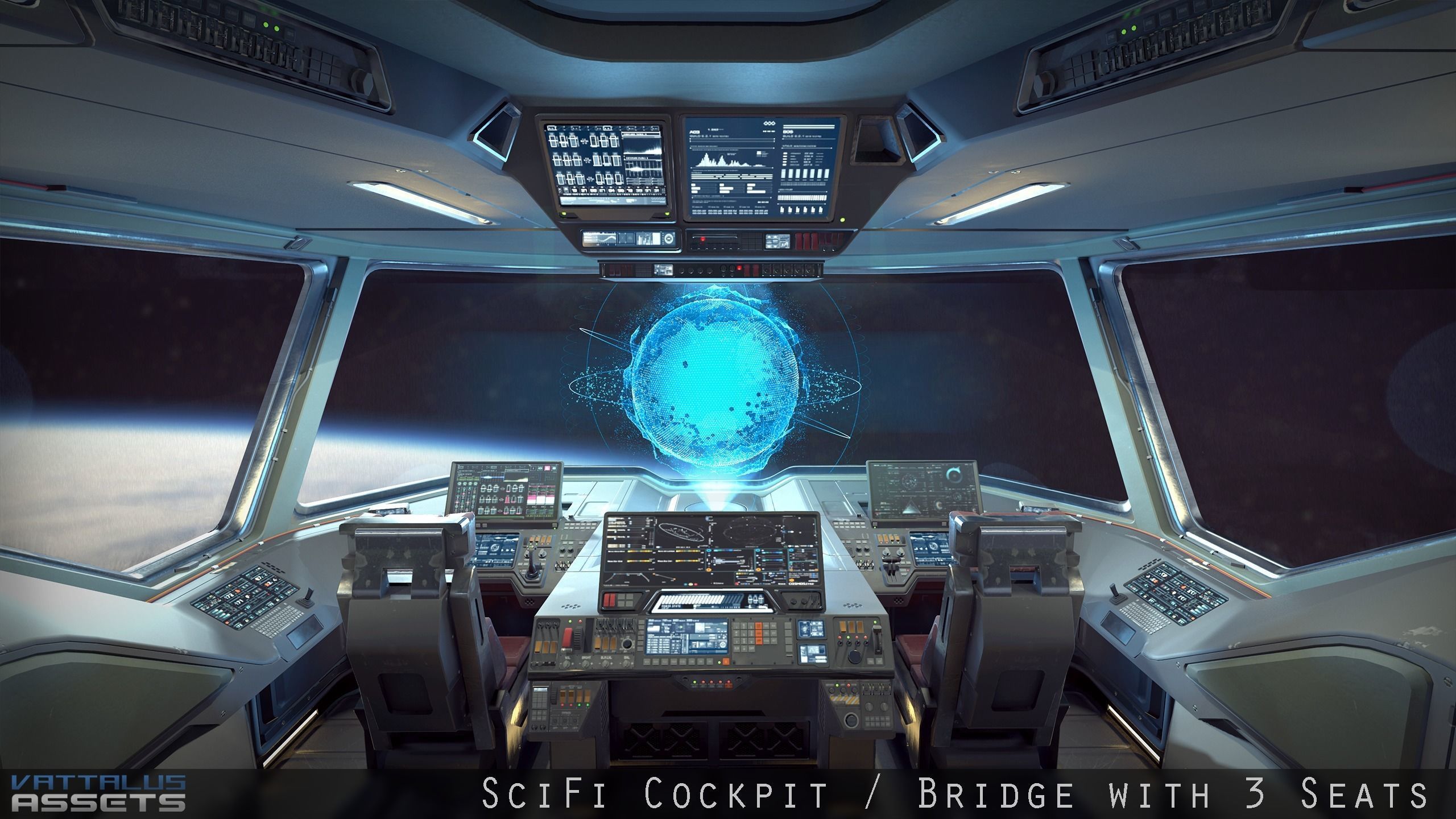 3D model Sci Fi Fighter Cockpit Bridge 6 VR / AR / low-poly | CGTrader