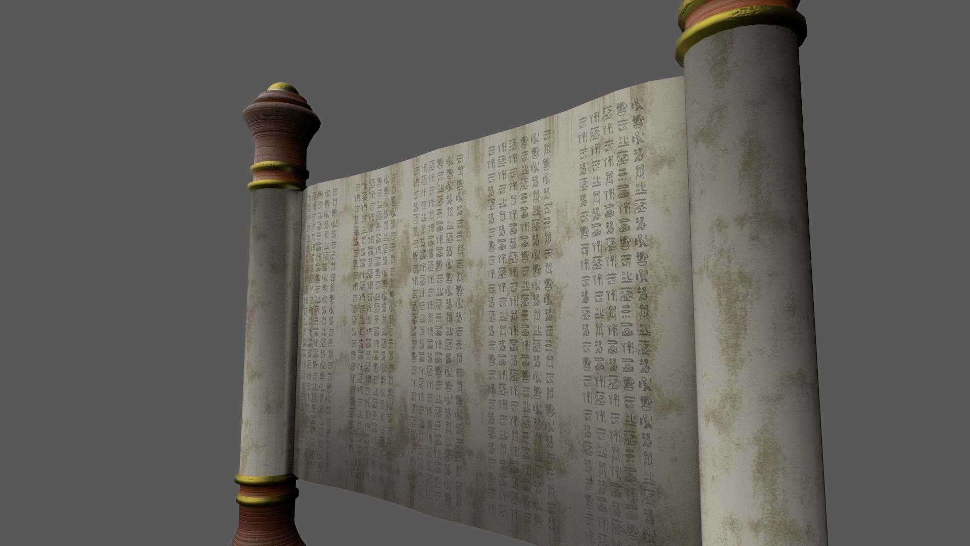3D model Papyrus Scroll with Hieroglyphs VR / AR / low-poly | CGTrader