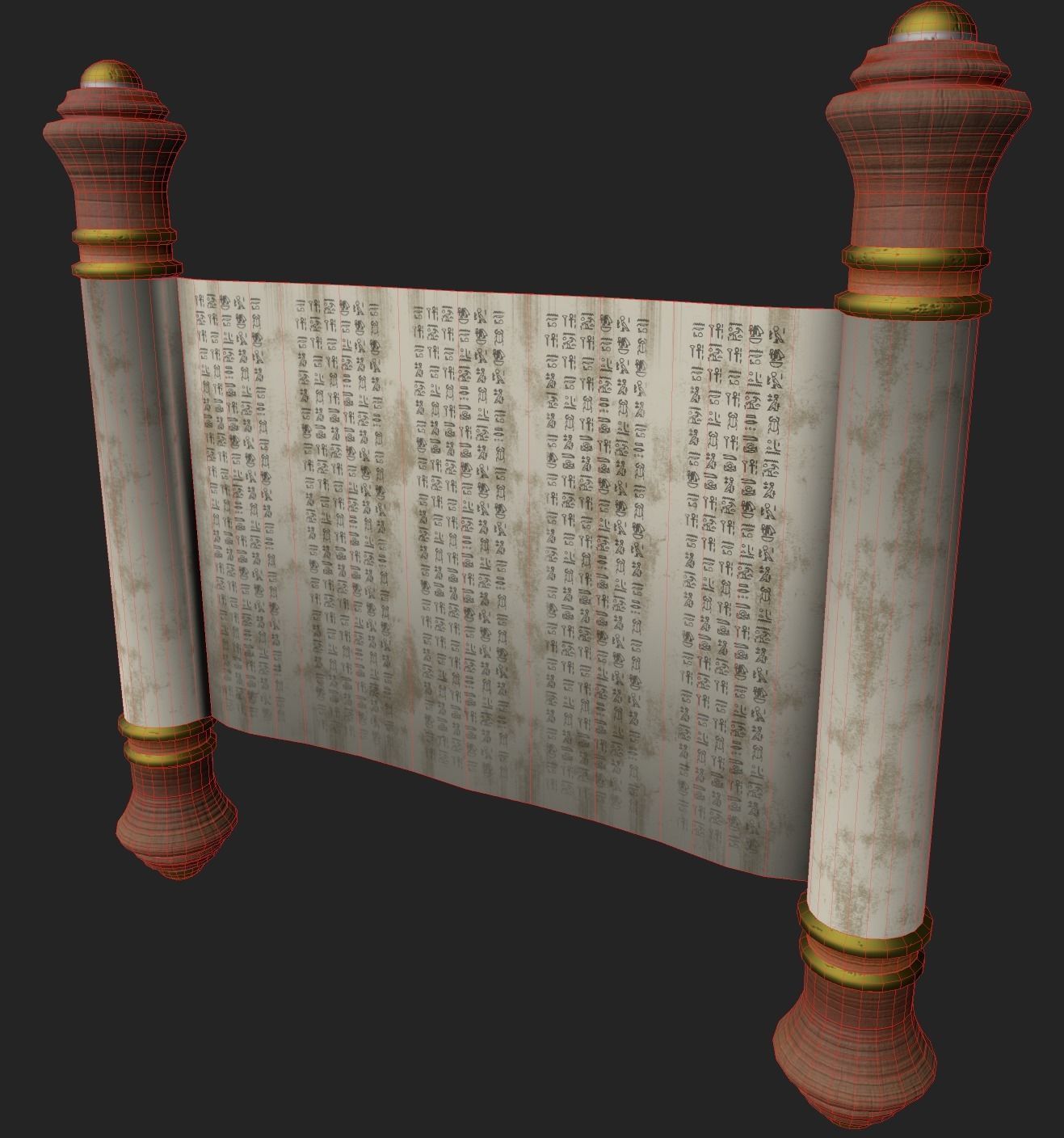 3D model Papyrus Scroll with Hieroglyphs VR / AR / low-poly | CGTrader