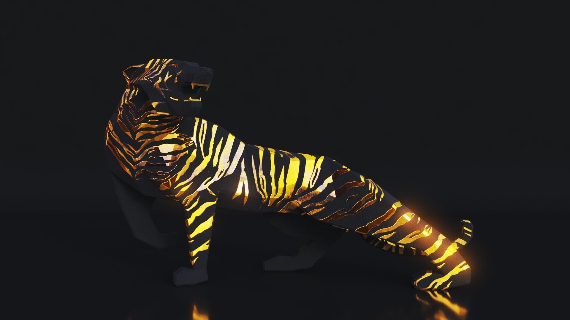 3D model Low Poly Tiger Sculpture VR / AR / low-poly | CGTrader