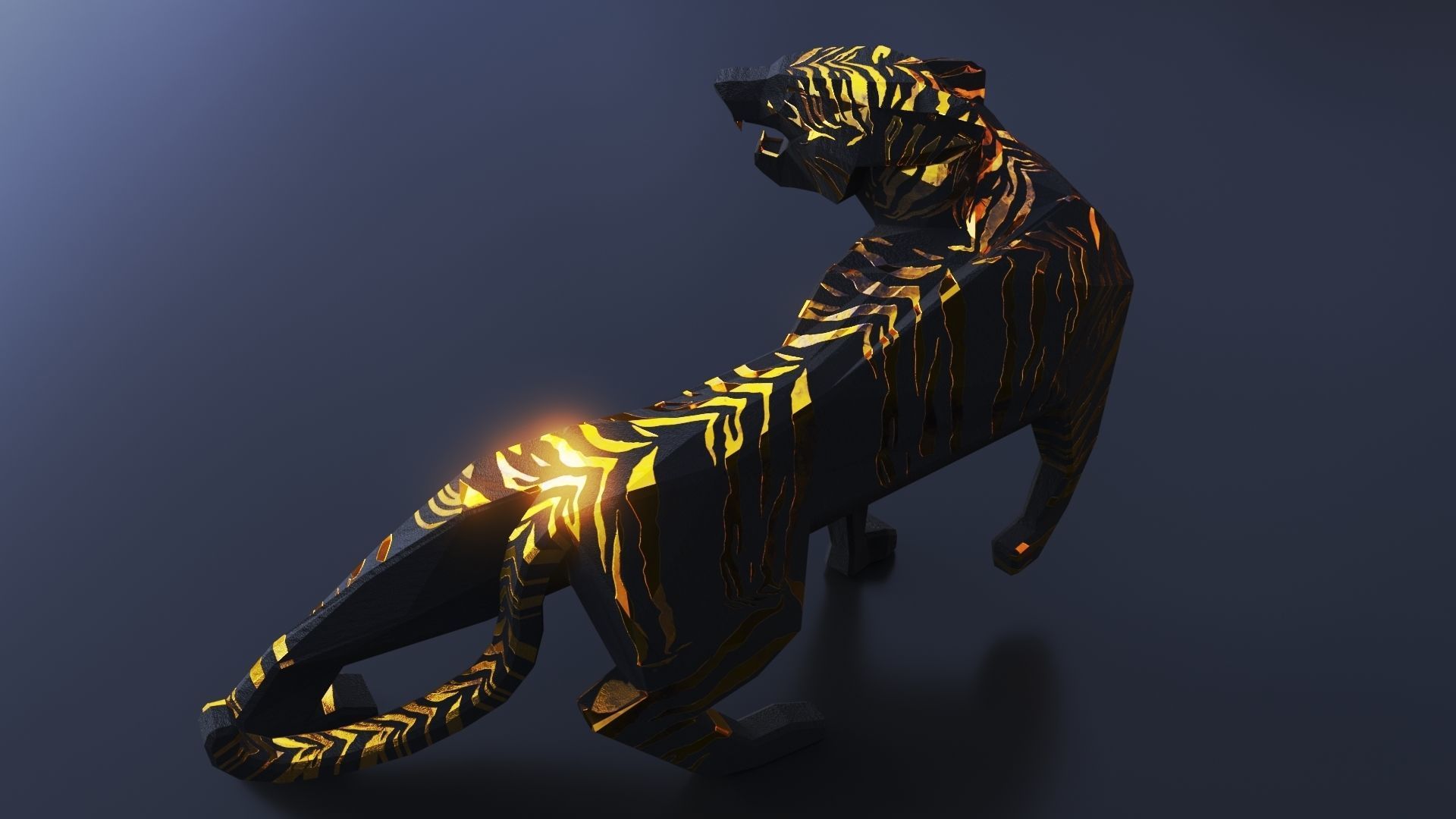 3D model Low Poly Tiger Sculpture VR / AR / low-poly | CGTrader
