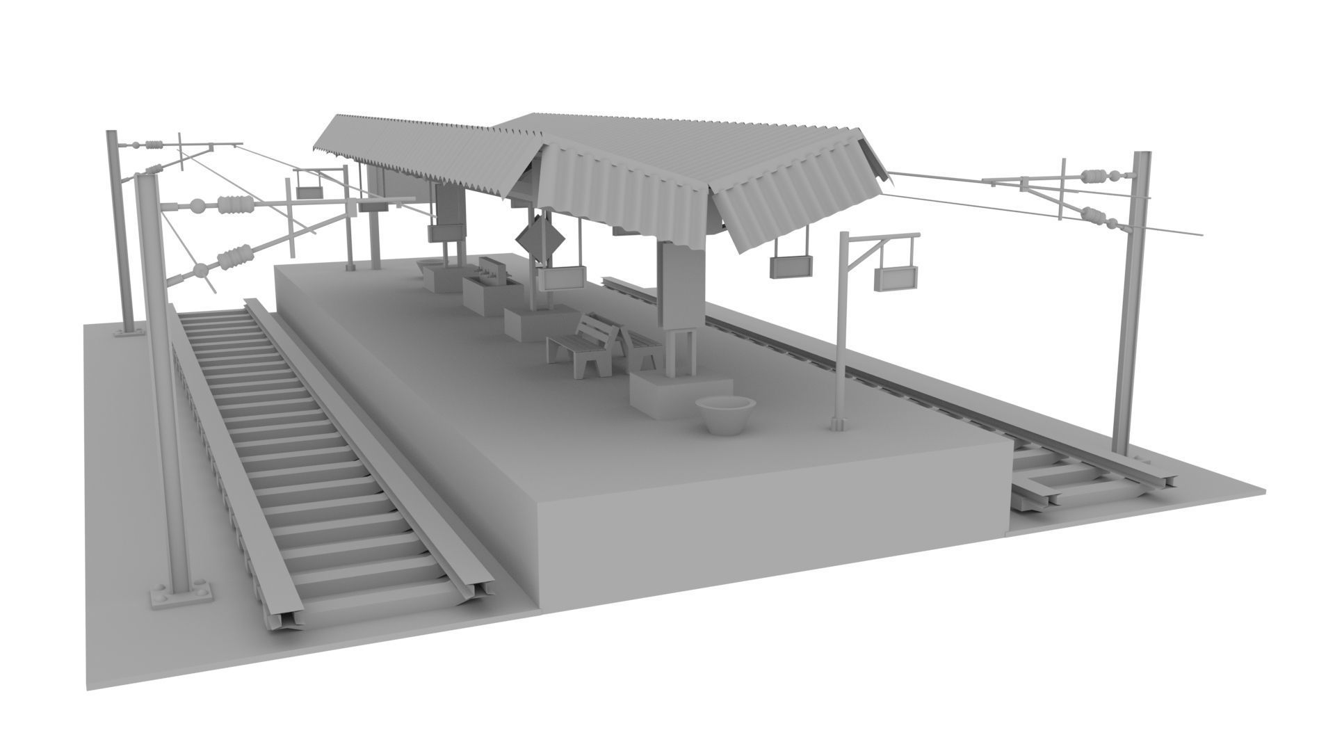 india Railway station Platform LOW POLY free 3D model | CGTrader