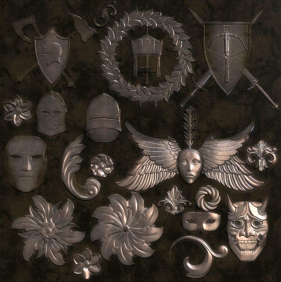 Heraldic and Ornament alphas pack Texture | CGTrader