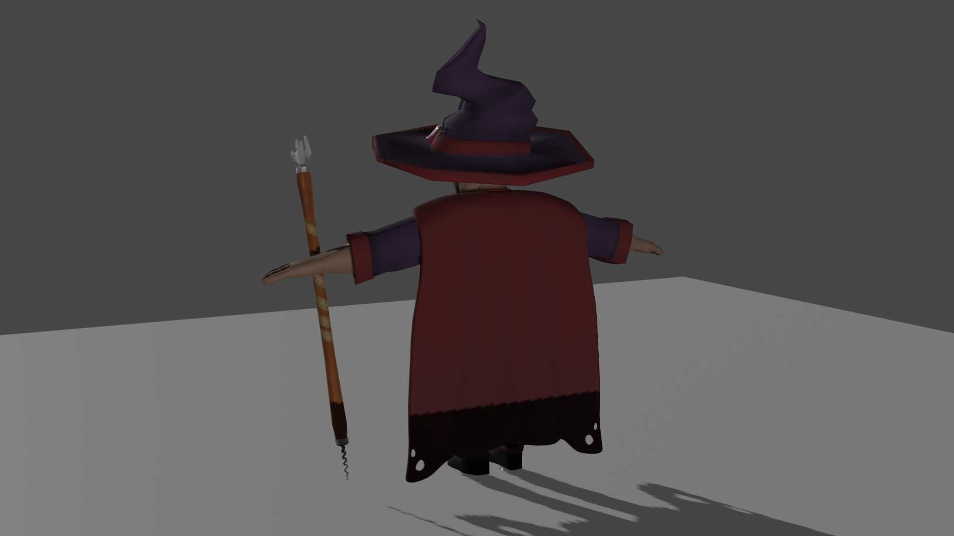 3D model LOWPOLY WIZARD witch with hat and stick VR / AR / low-poly ...