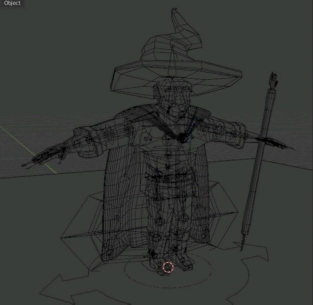 3D model LOWPOLY WIZARD witch with hat and stick VR / AR / low-poly ...