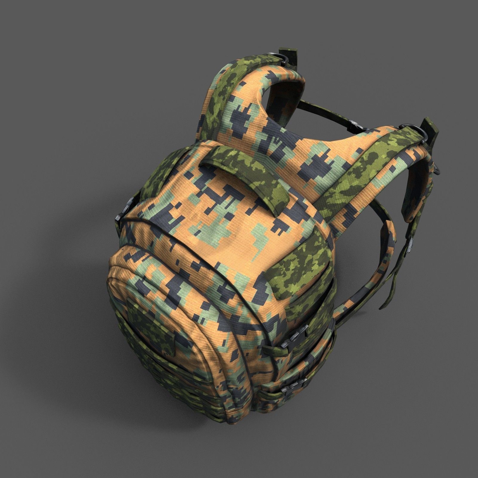 3D model Backpack military soldier armor develop fantasy VR / AR / low ...