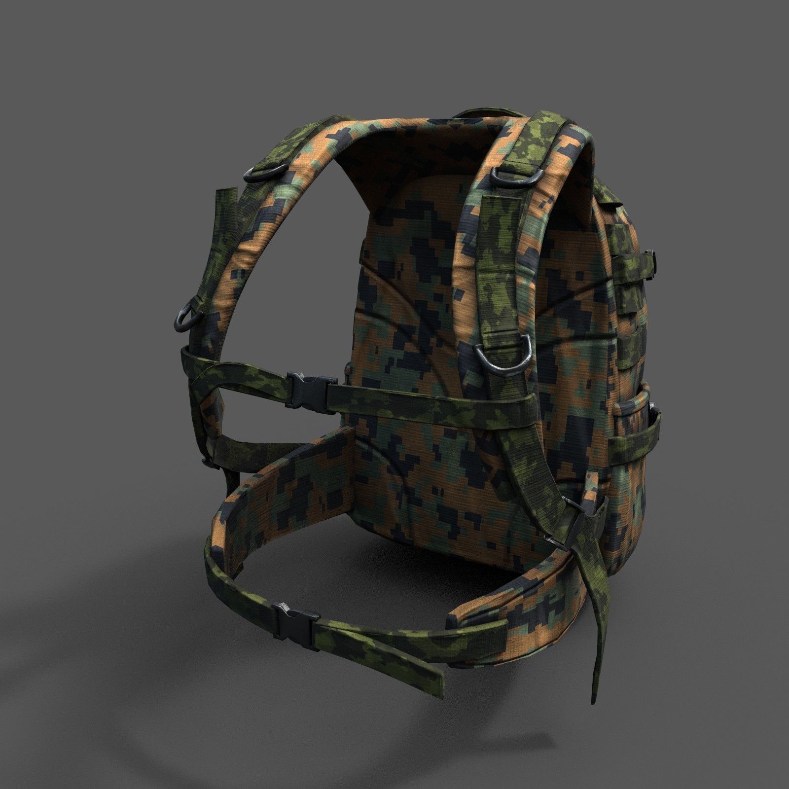 3D model Backpack military soldier armor develop fantasy VR / AR / low ...