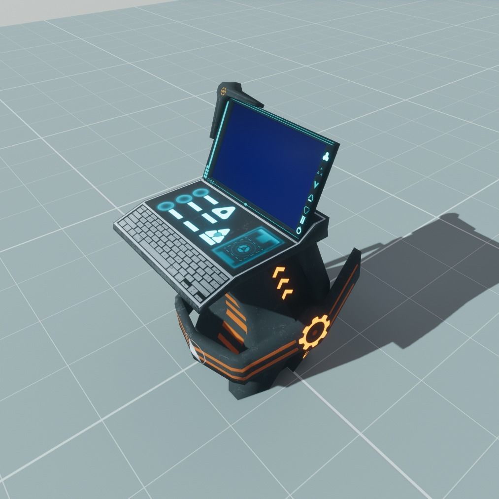 3D model Sci Fi Computer Set with separated materials VR / AR / low ...