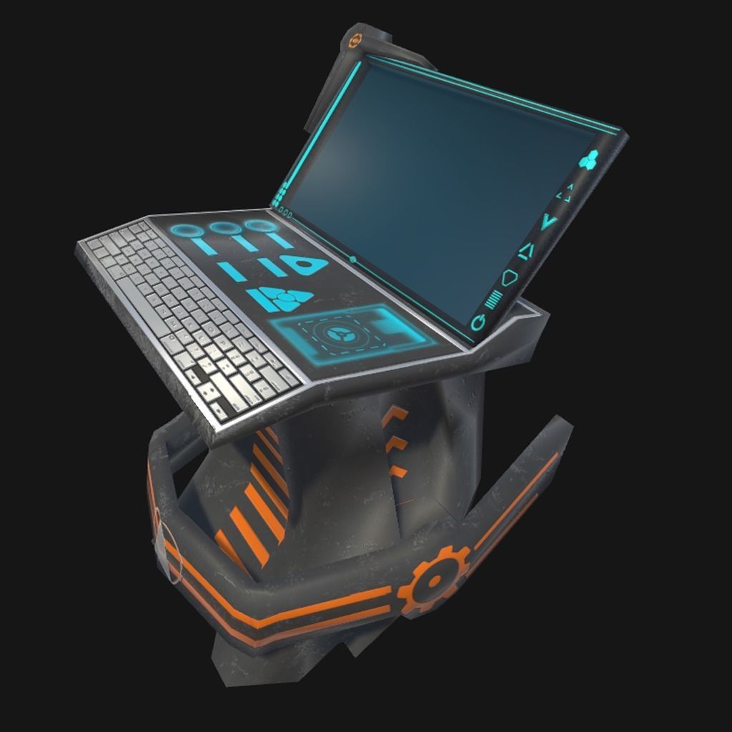 3D model Sci Fi Computer Set with separated materials VR / AR / low ...