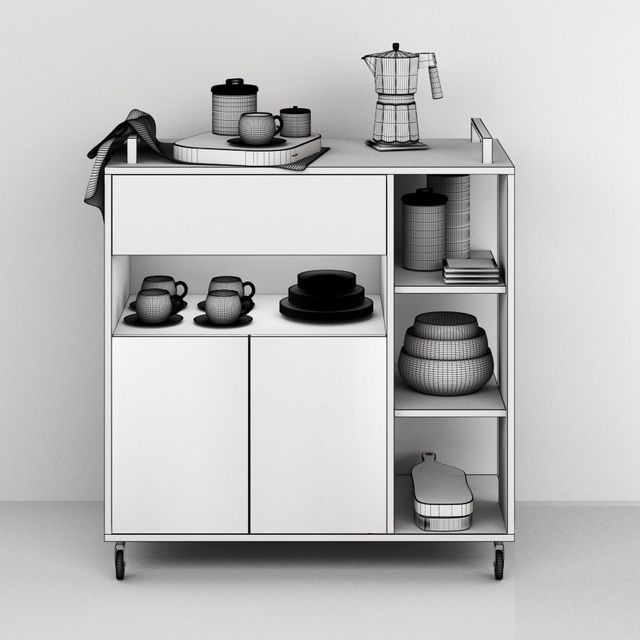 KITCHEN CABINET with a set of dishes from ZARA HOME 3D model | CGTrader