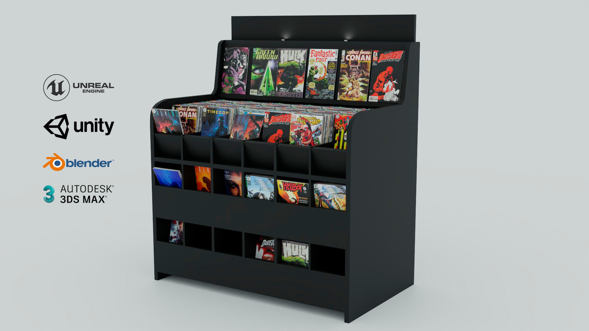 Comic Book Wood Rack 3D model | CGTrader