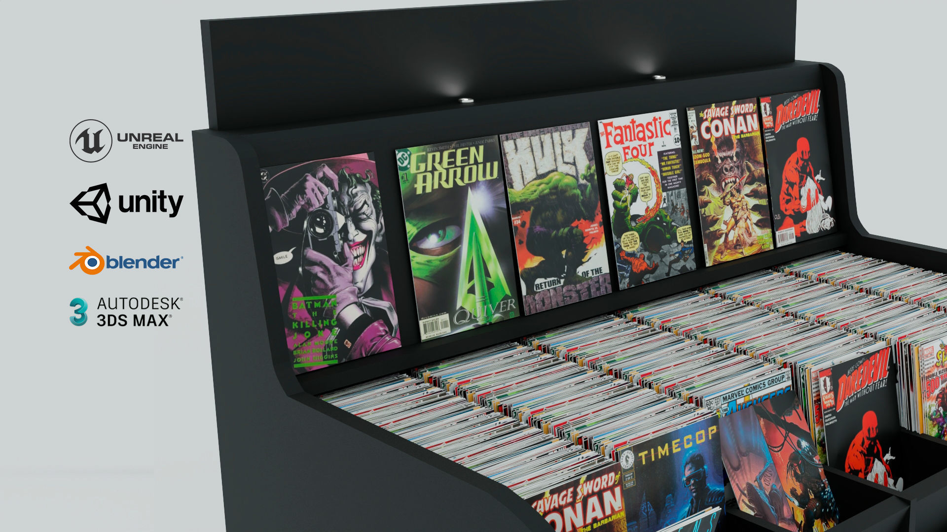 Comic Book Wood Rack 3D model | CGTrader