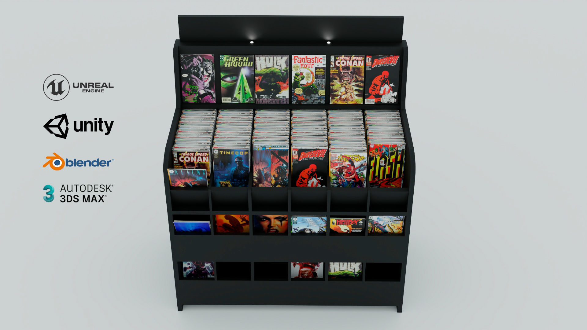 Comic Book Wood Rack 3D model | CGTrader