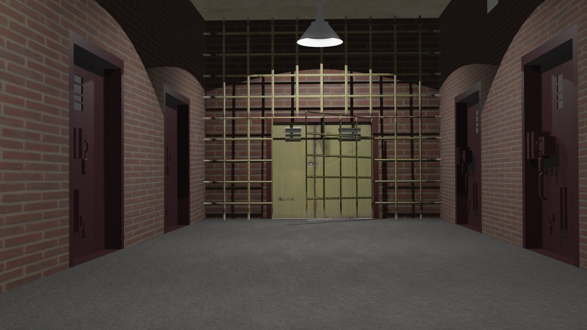 The Prision prison hallway with lights and brick walls free 3D model ...