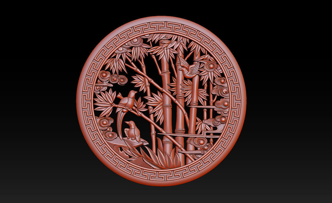 Mural Bamboo wood carving file stl OBJ and ZTL for CNC 3D model 3D ...