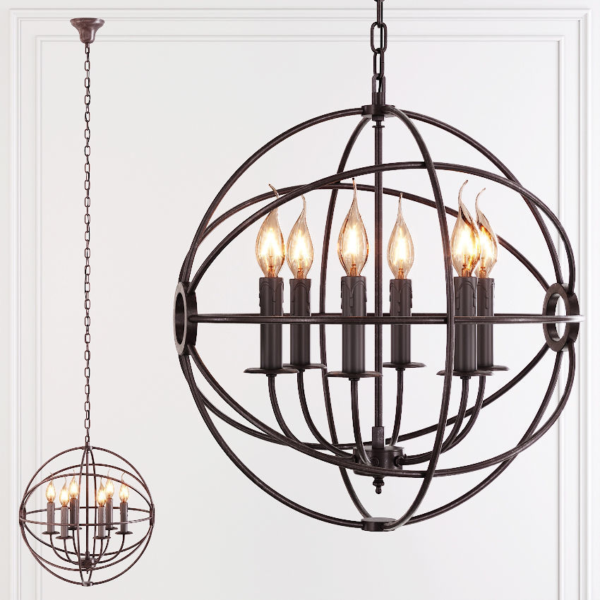 Restoration Hardware FOUCAULTS ORB CHANDELIER 18 Rustic 3D model | CGTrader