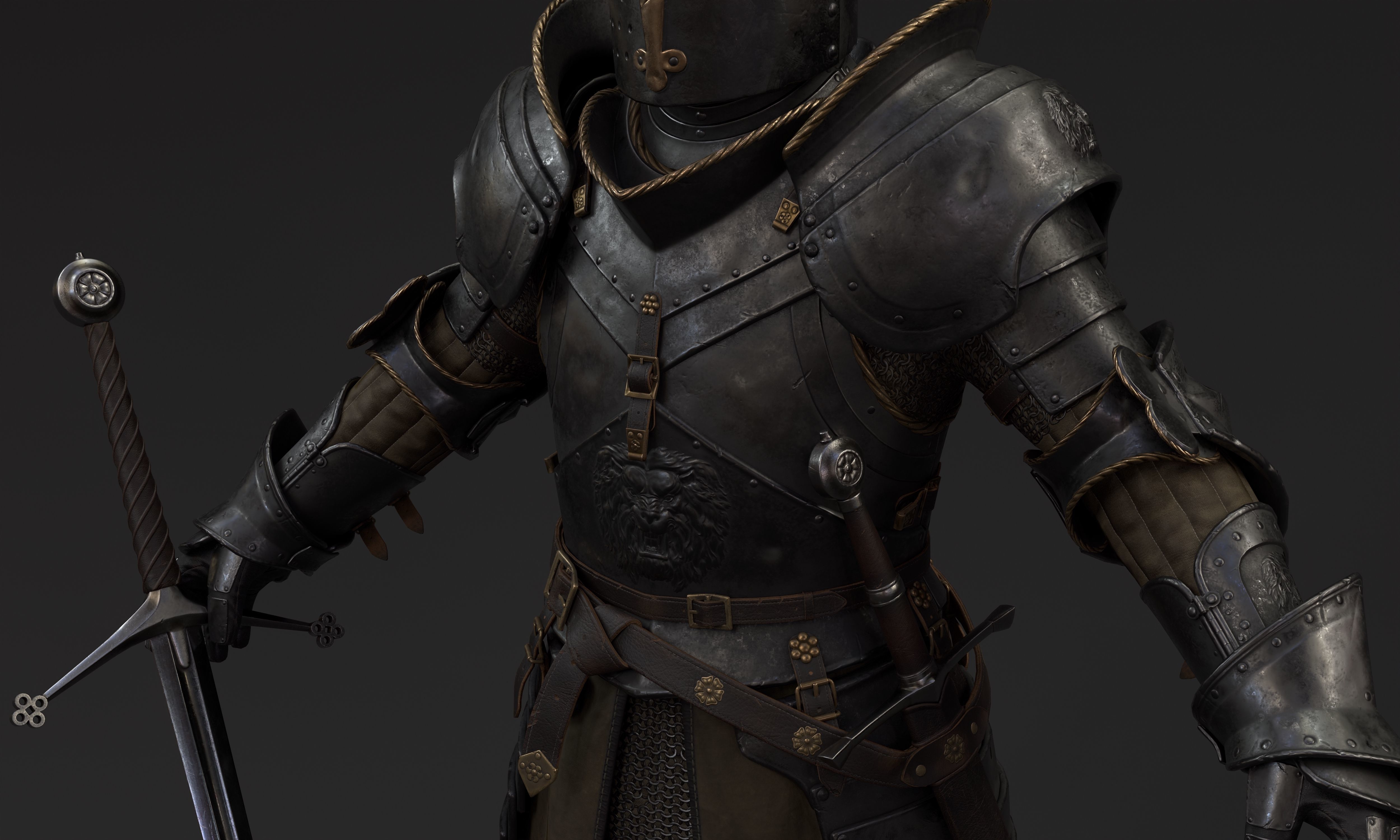 3D model Knight Character PBR Game ready with Claymore and Sword VR ...