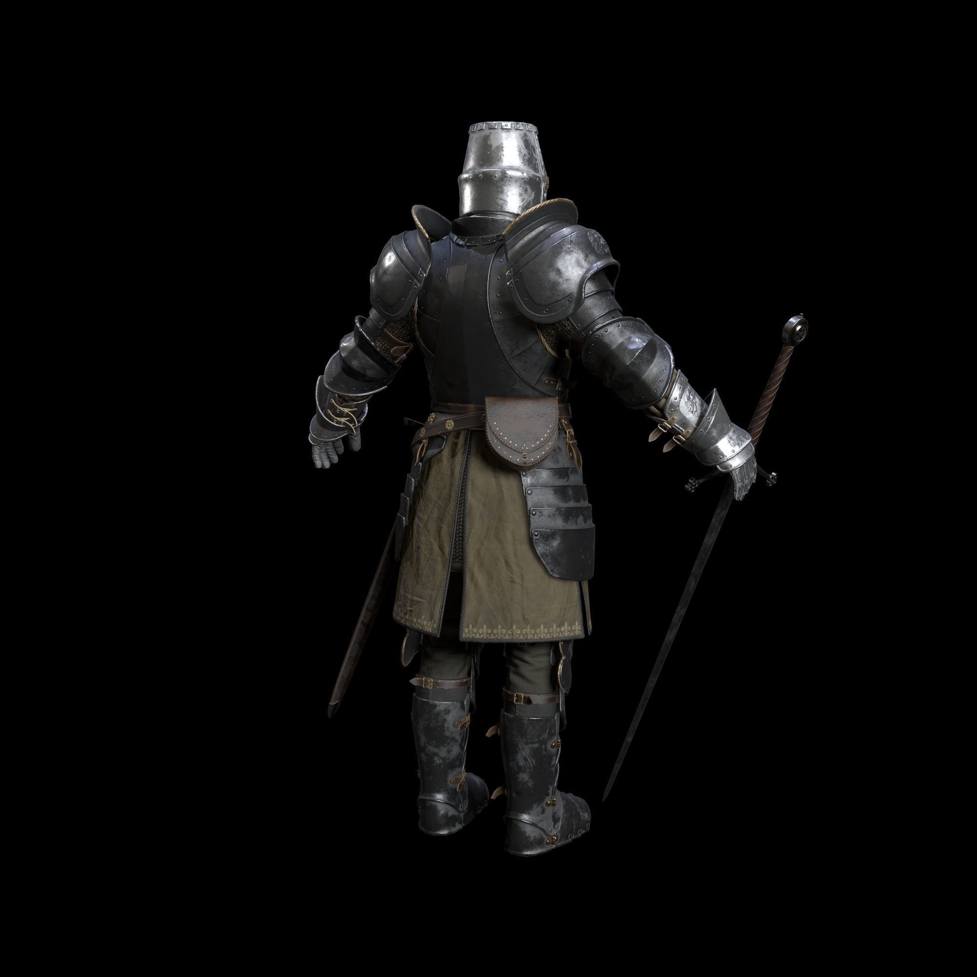 3D model Knight Character PBR Game ready with Claymore and Sword VR ...