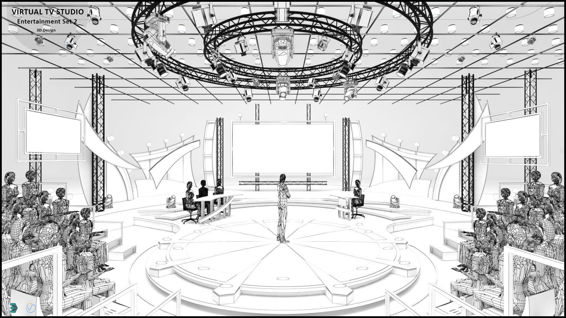 Virtual TV Studio Entertainment Set 2 3D model | CGTrader