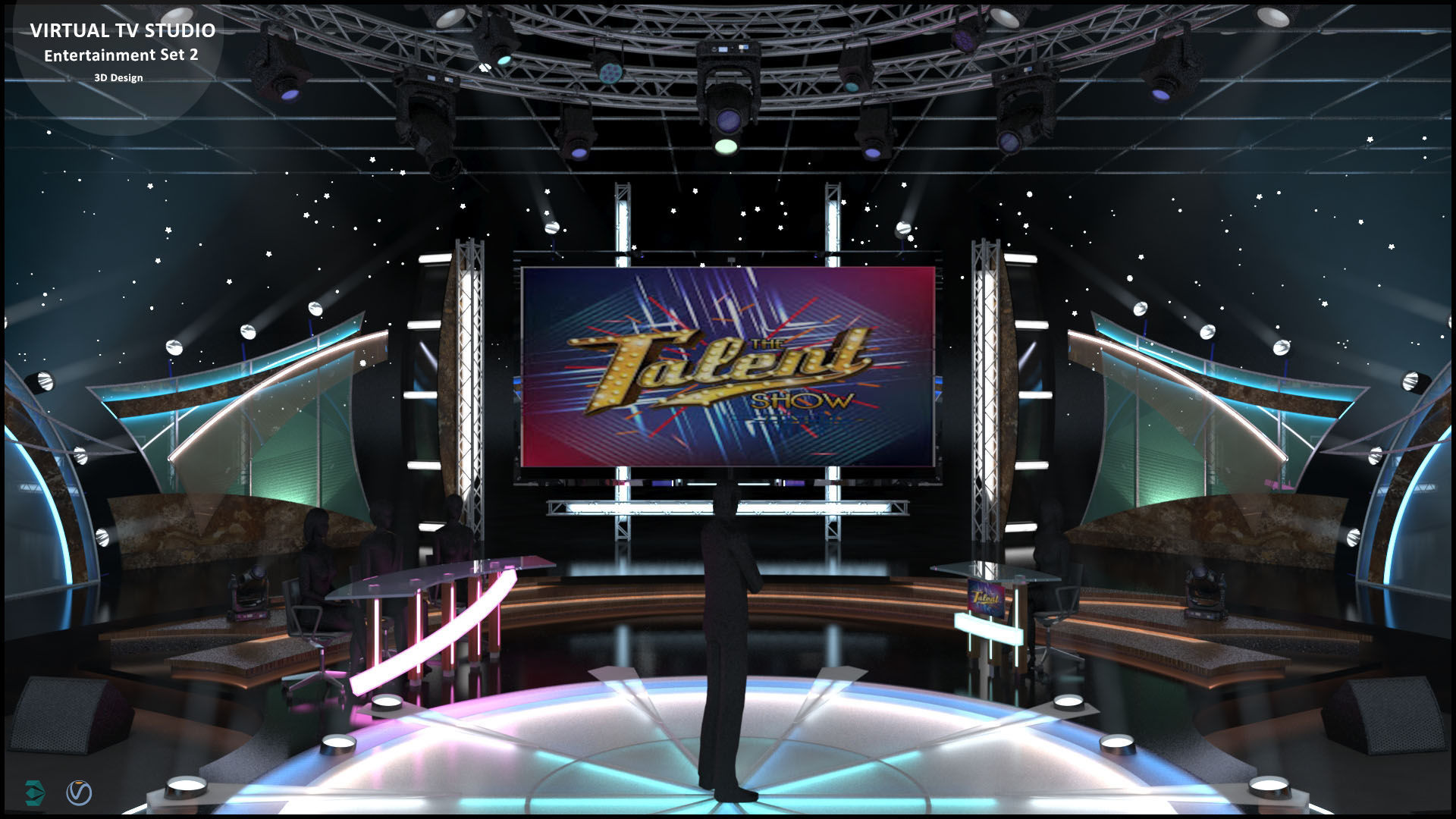 Virtual TV Studio Entertainment Set 2 3D model | CGTrader