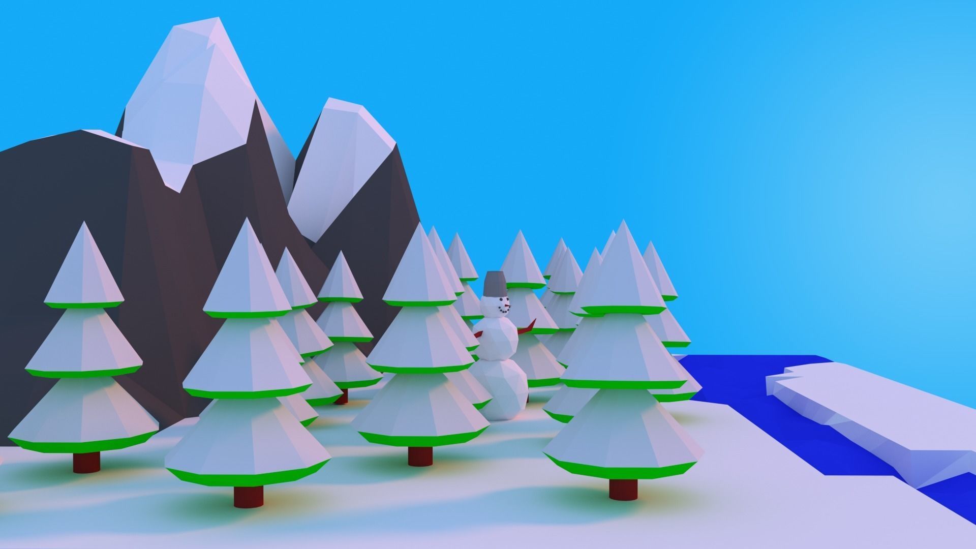 Winter low-poly free VR / AR / low-poly 3D model | CGTrader