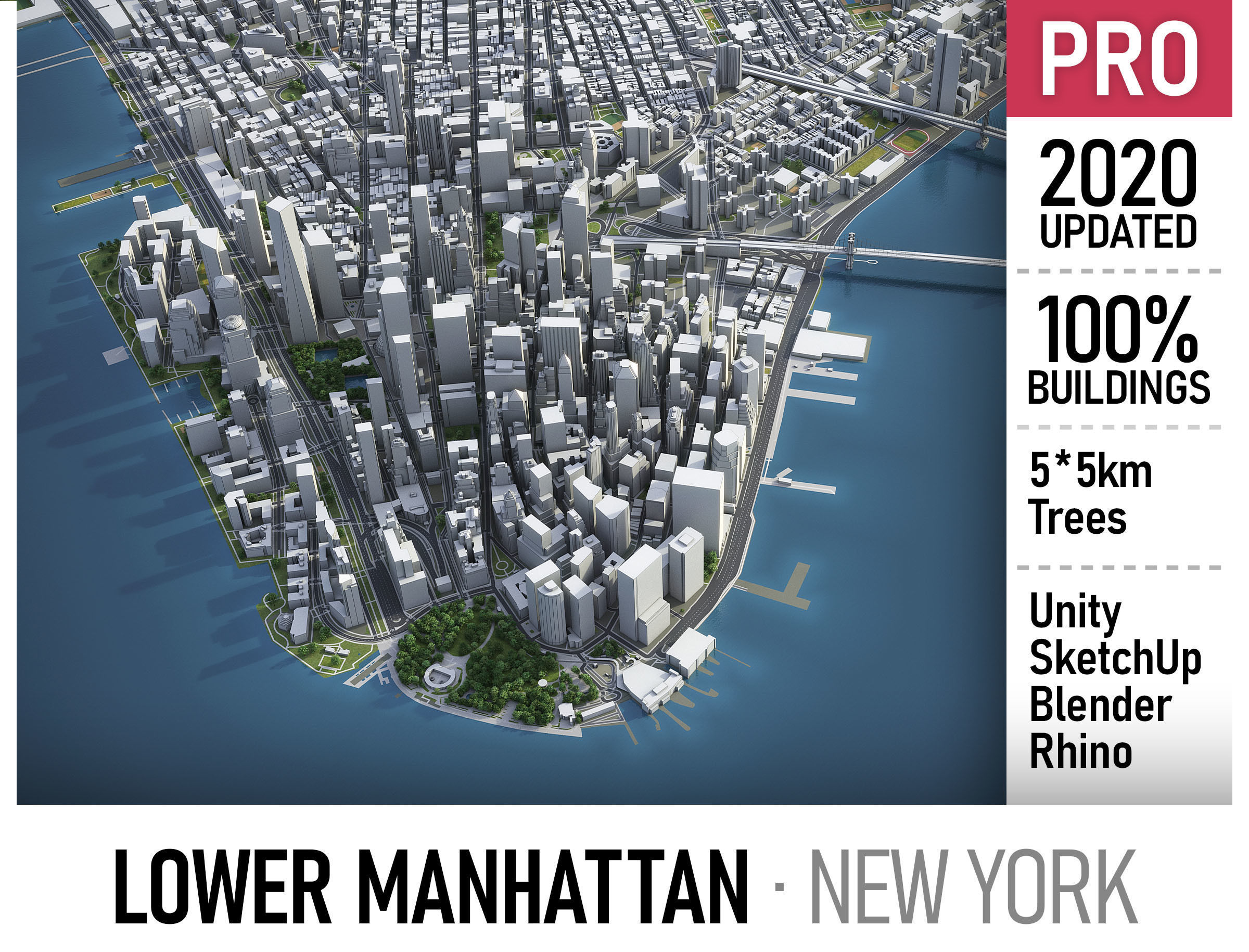 3D model New York - Lower Manhattan VR / AR / low-poly | CGTrader