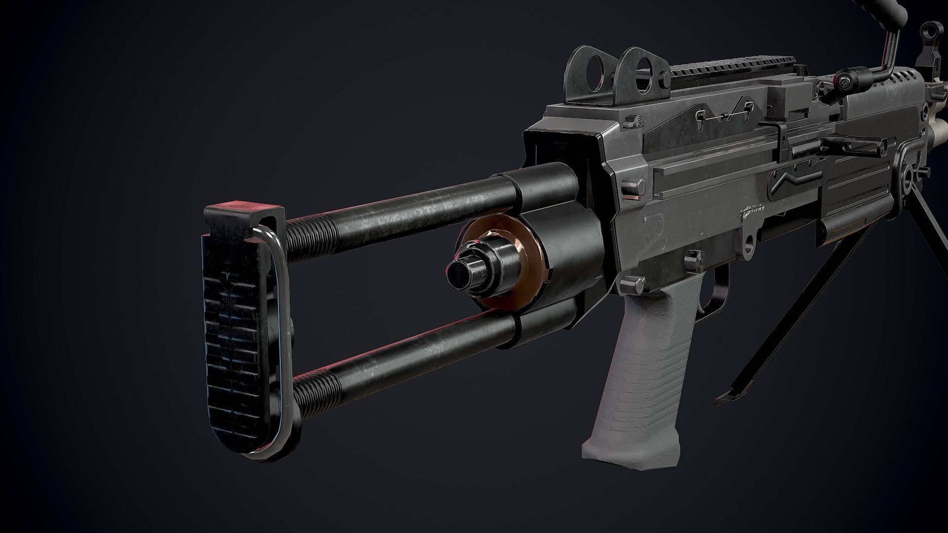 3D model Semi Automatic Rifle FN M249S PARA VR / AR / low-poly | CGTrader