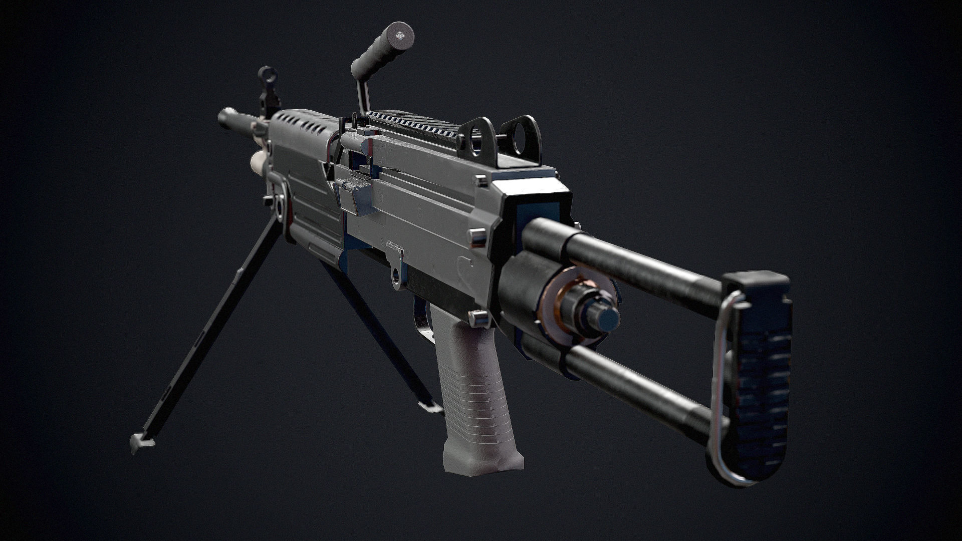 3D model Semi Automatic Rifle FN M249S PARA VR / AR / low-poly | CGTrader