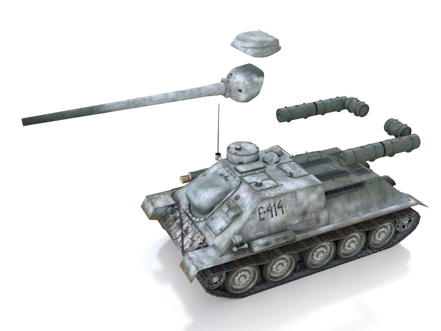 SU-100 - E414 - Soviet Tank Destroyer 3D model | CGTrader