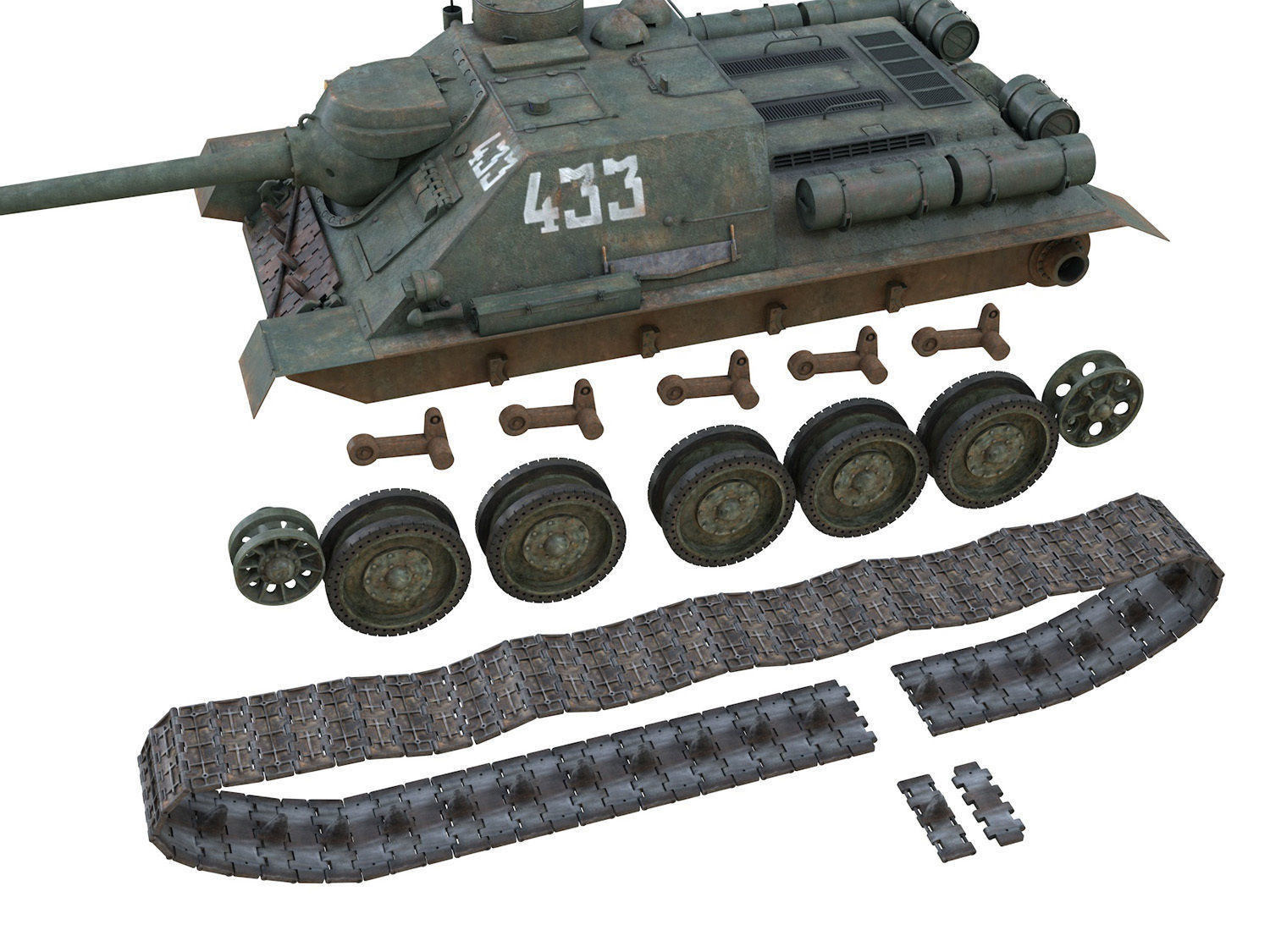 SU-100 - 433 - Soviet Tank Destroyer 3D model | CGTrader