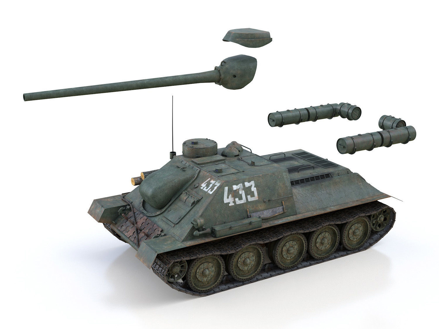 SU-100 - 433 - Soviet Tank Destroyer 3D model | CGTrader