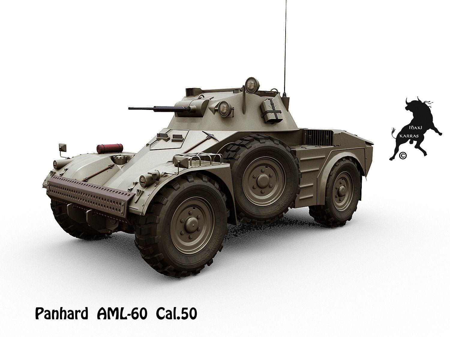 Panhard AML-60 Cal50 3D Model MAX OBJ FBX - CGTrader.com