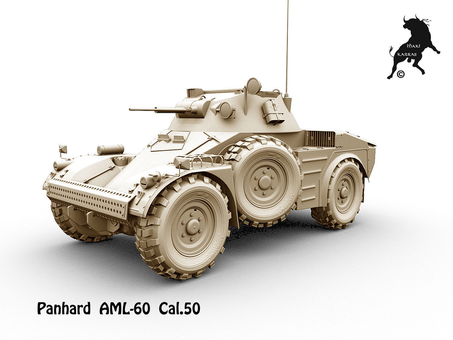 Panhard AML-60 Cal50 3D Model MAX OBJ FBX - CGTrader.com