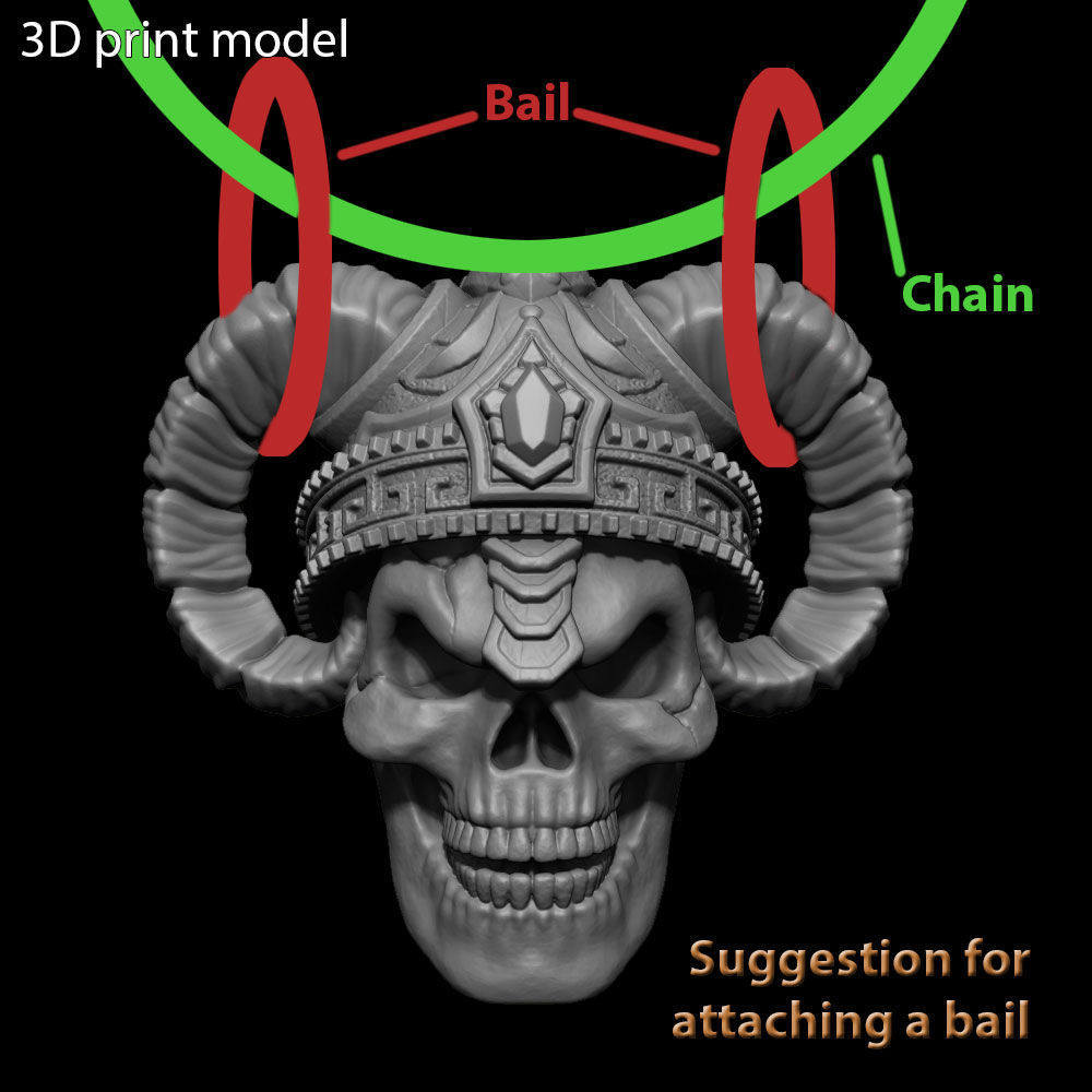 skull Pendant jewelry Demon vol4 3D model 3D printable | CGTrader