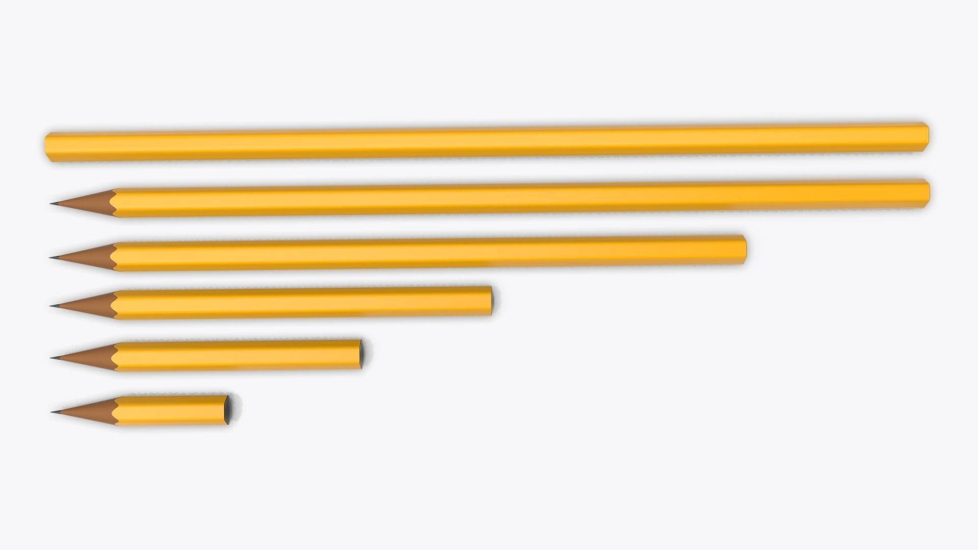 Pencils various sizes 3D model | CGTrader