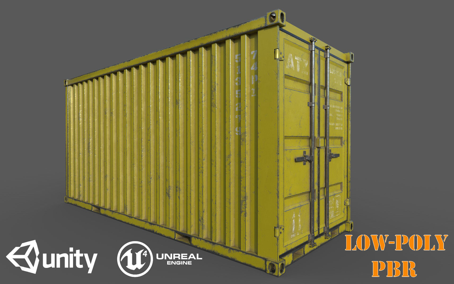 3D model Yellow Shipping Container PBR Low-Poly Game Ready 3D Model VR ...