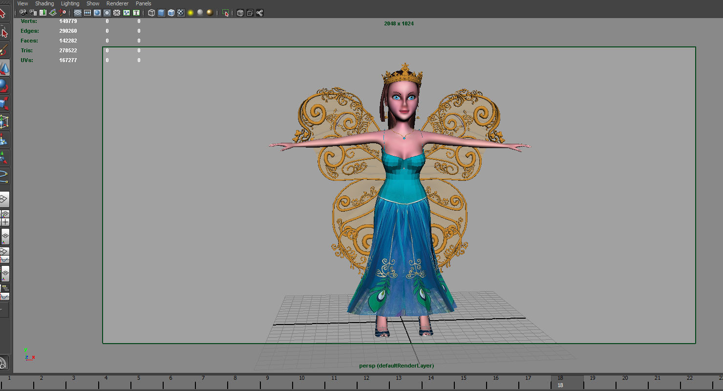 fairy 3d model in dress with wings 3D model | CGTrader