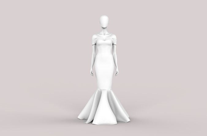 Dress women fashion evening gown Marvelous Designer 3D model | CGTrader