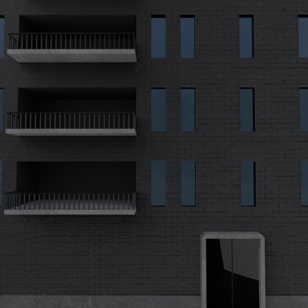 Black Brick Building 3D model | CGTrader