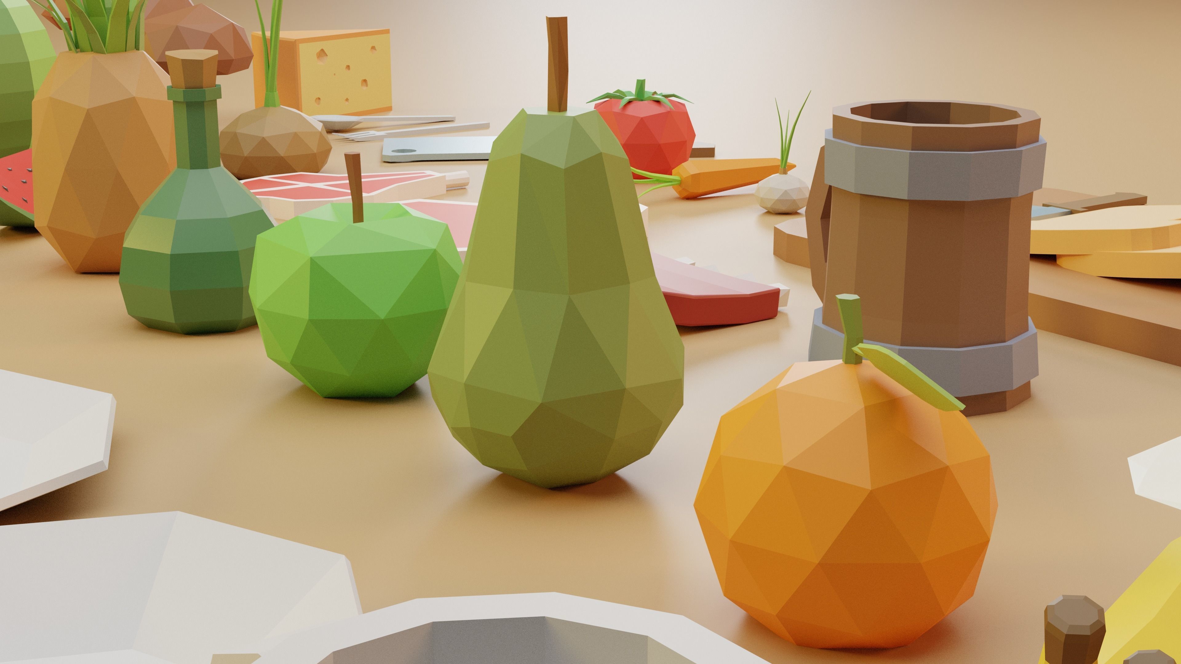 3D model Low Poly Food - Fruits and Vegetables Collection VR / AR / low ...