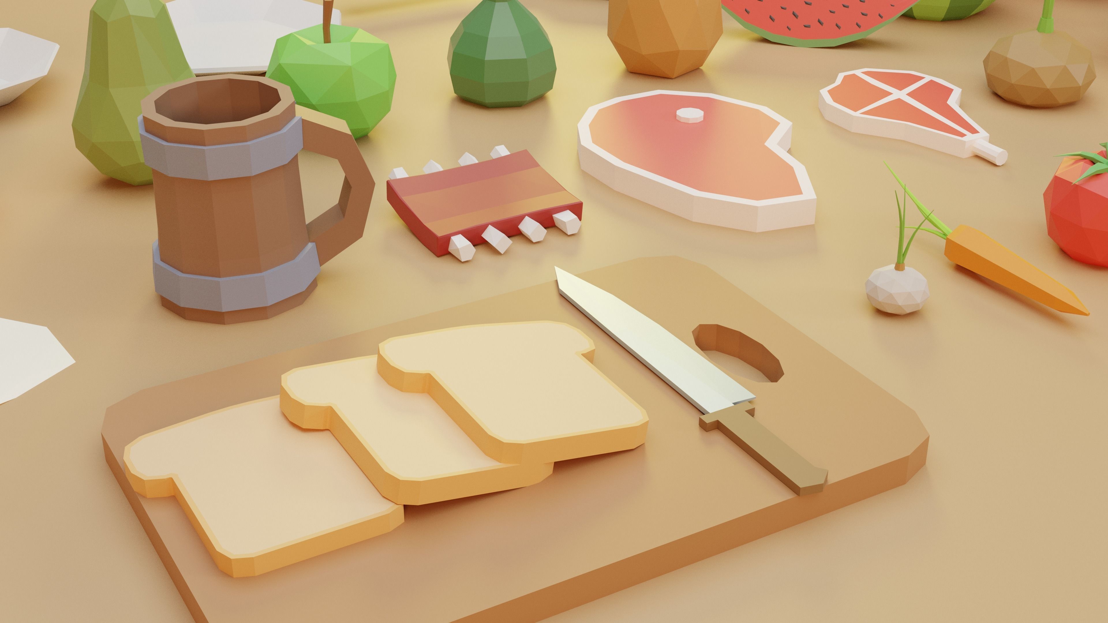 3D model Low Poly Food - Fruits and Vegetables Collection VR / AR / low ...