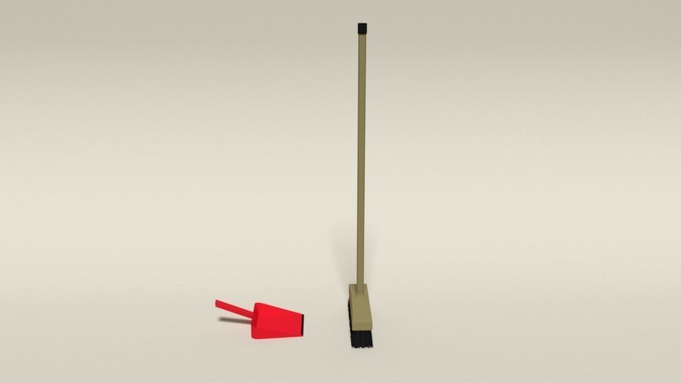 3D model Low Poly Cartoon Broom and Dustpan VR / AR / low-poly | CGTrader