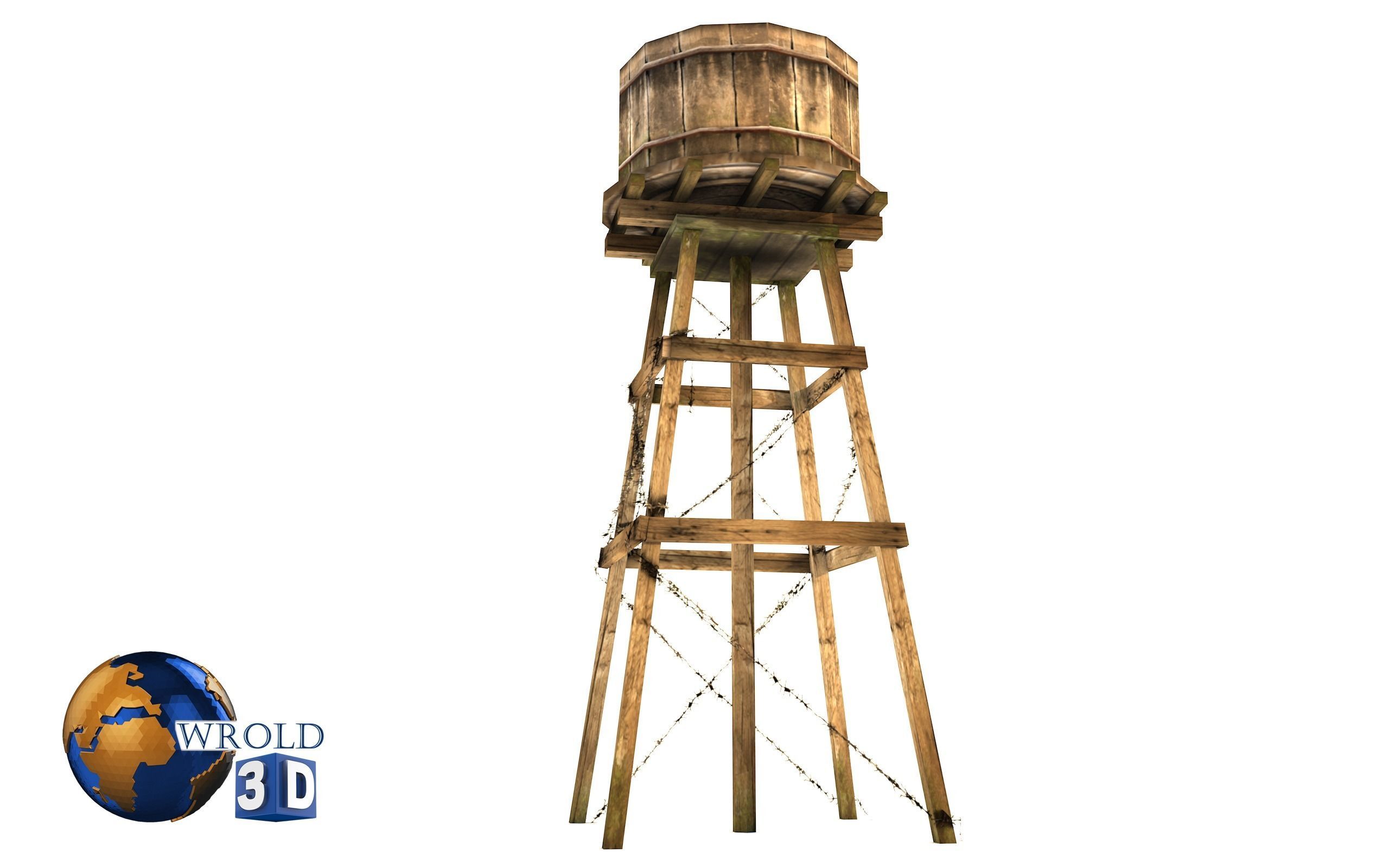 3D model Wooden Water Tower Lowpoly 3D Model VR / AR / low-poly | CGTrader