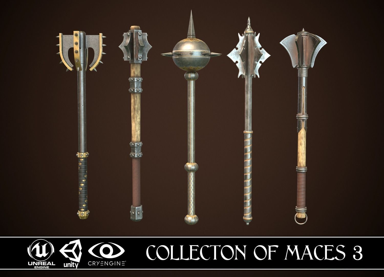 Collection of Maces 3 VR / AR / low-poly | CGTrader