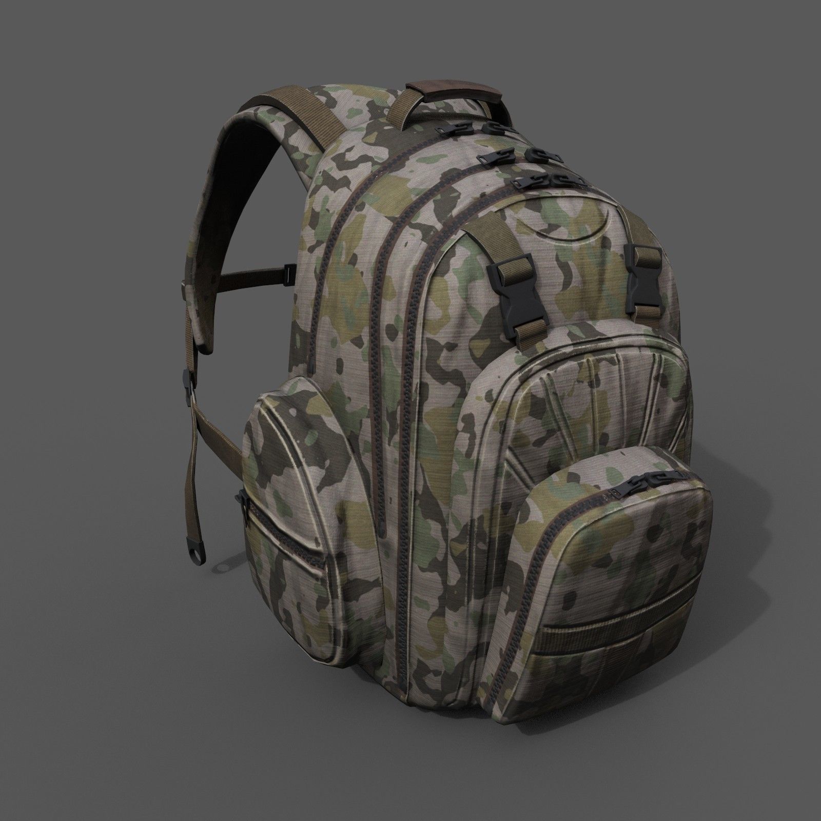 3D model Backpack military combat soldier human camping VR / AR / low ...