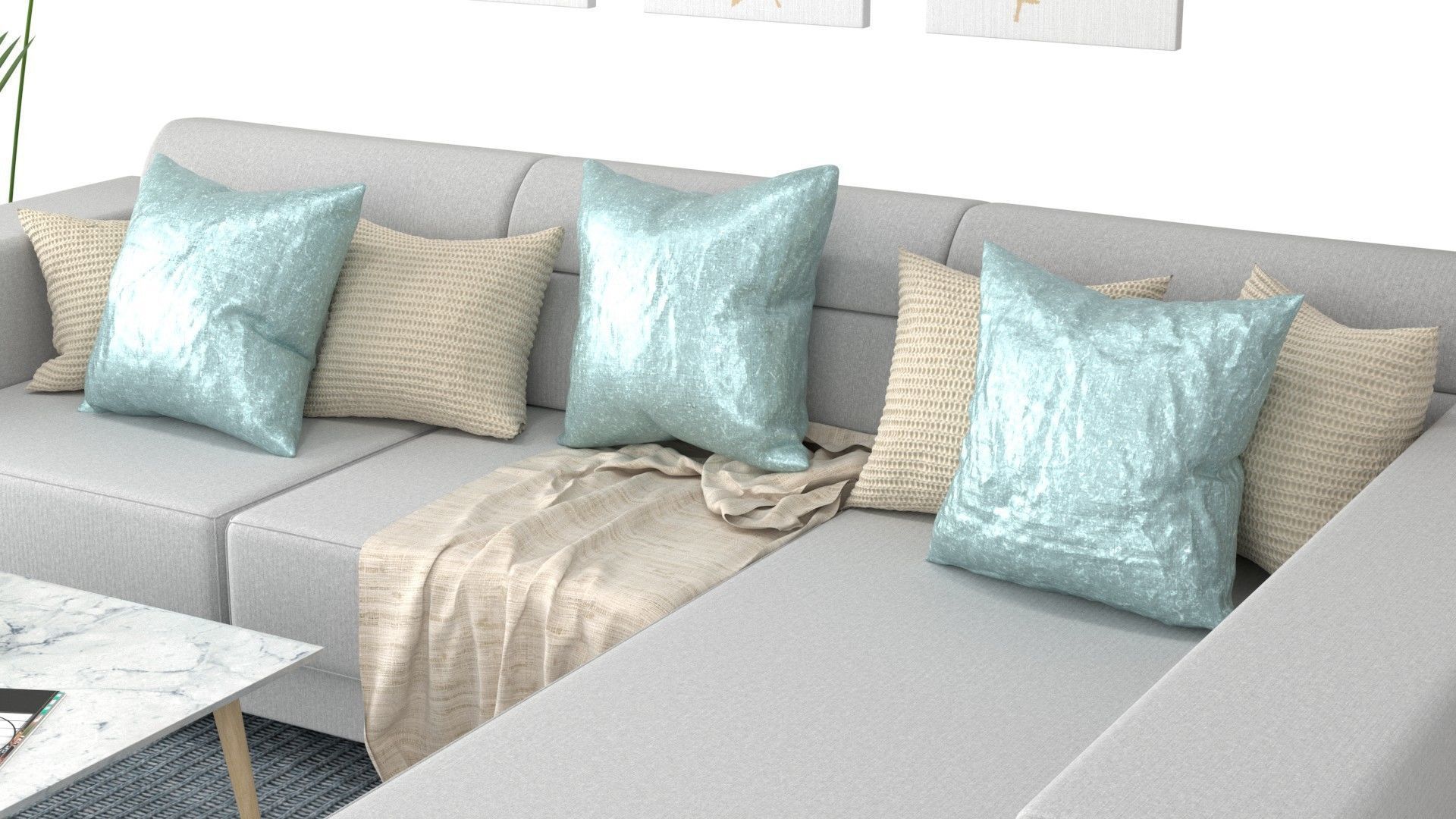 3D model Living B - Blue Neutral VR / AR / low-poly | CGTrader