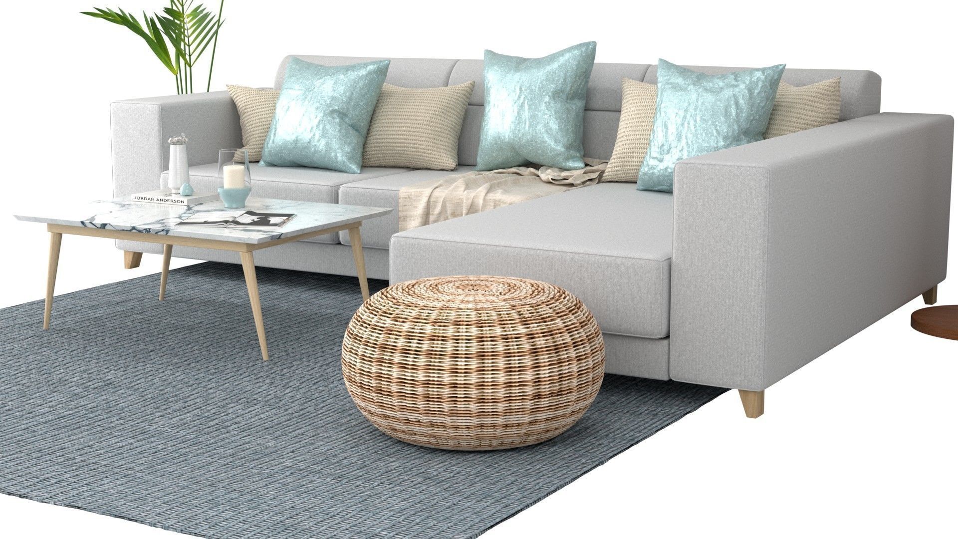 3D model Living B - Blue Neutral VR / AR / low-poly | CGTrader