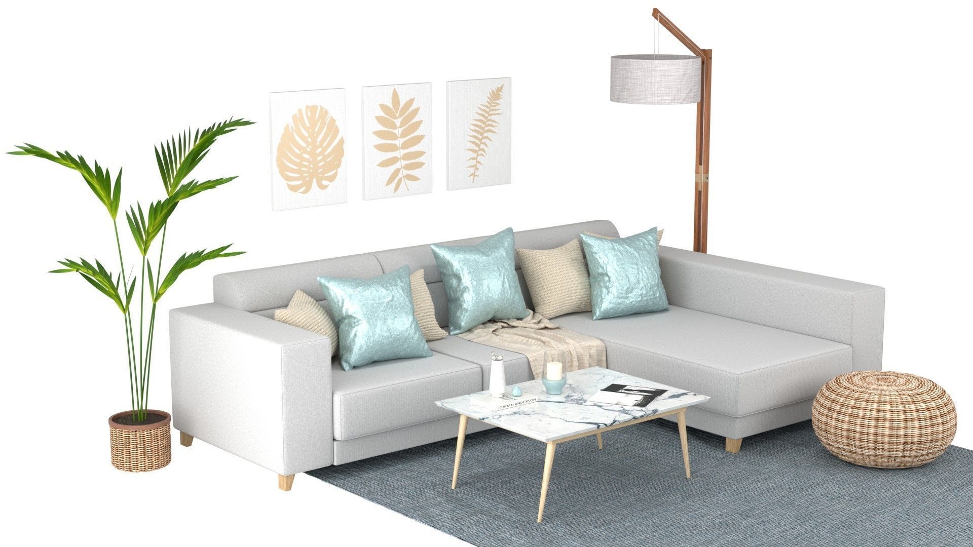 3D model Living B - Blue Neutral VR / AR / low-poly | CGTrader