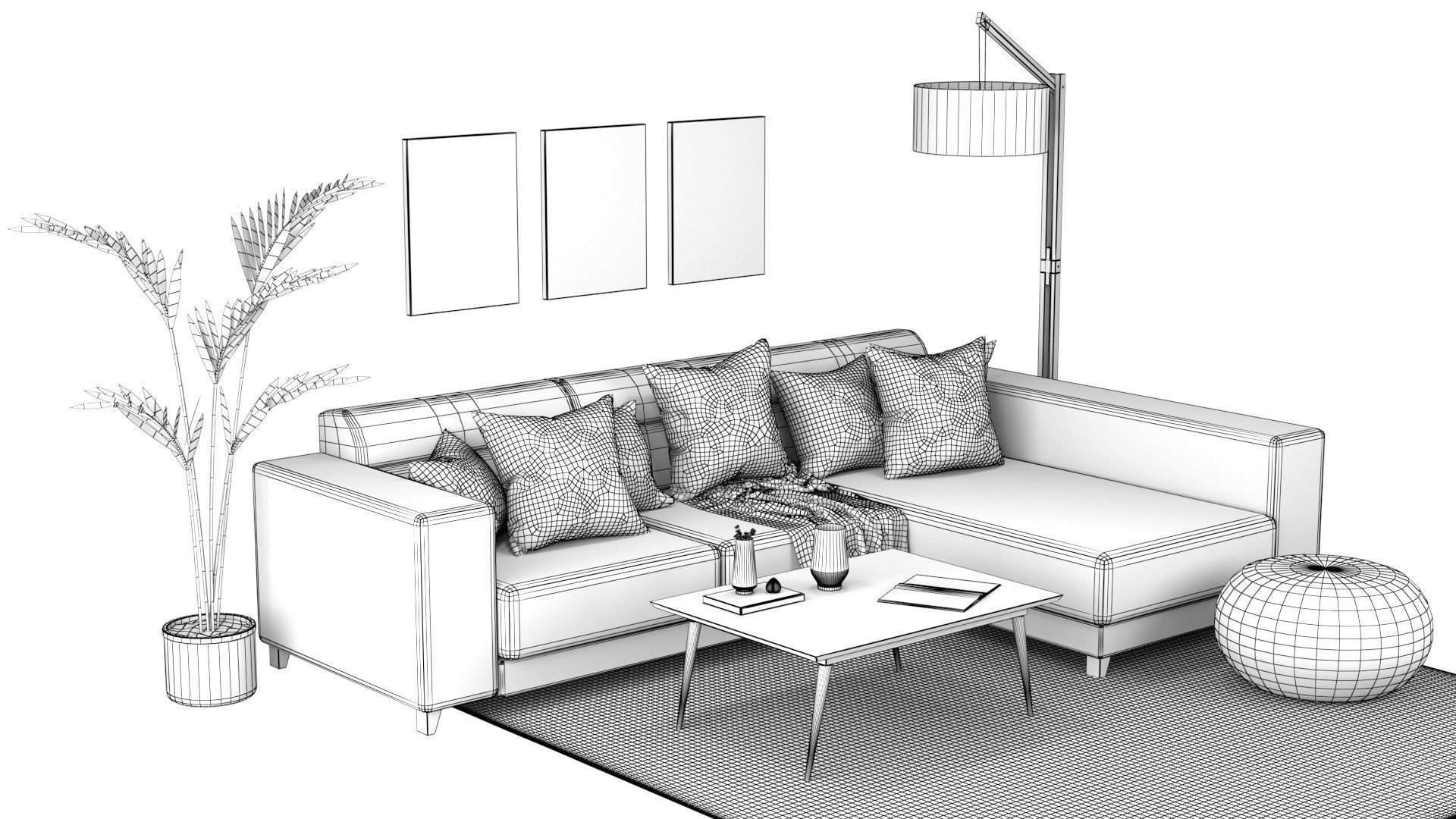 3D model Living B - Blue Neutral VR / AR / low-poly | CGTrader