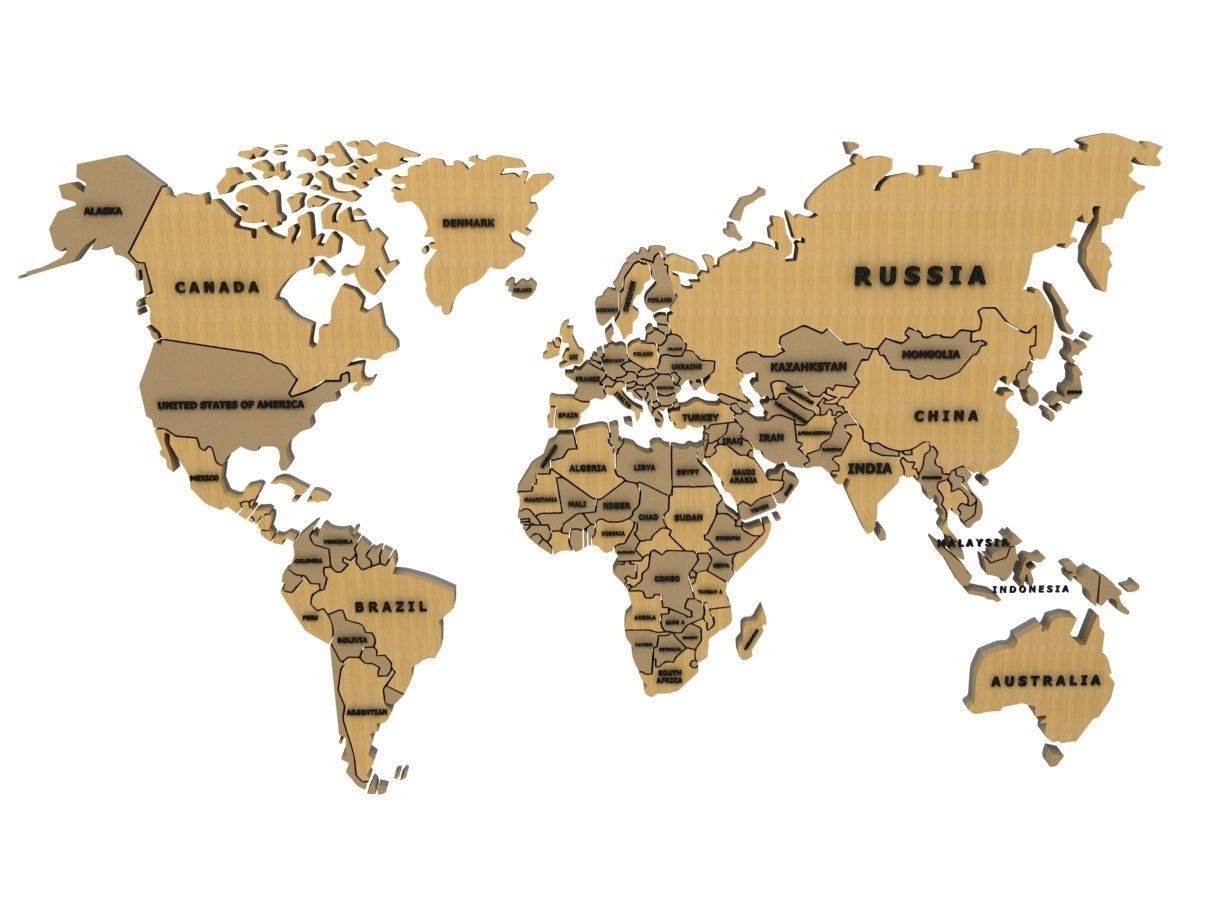 world map with country names 3D model | CGTrader